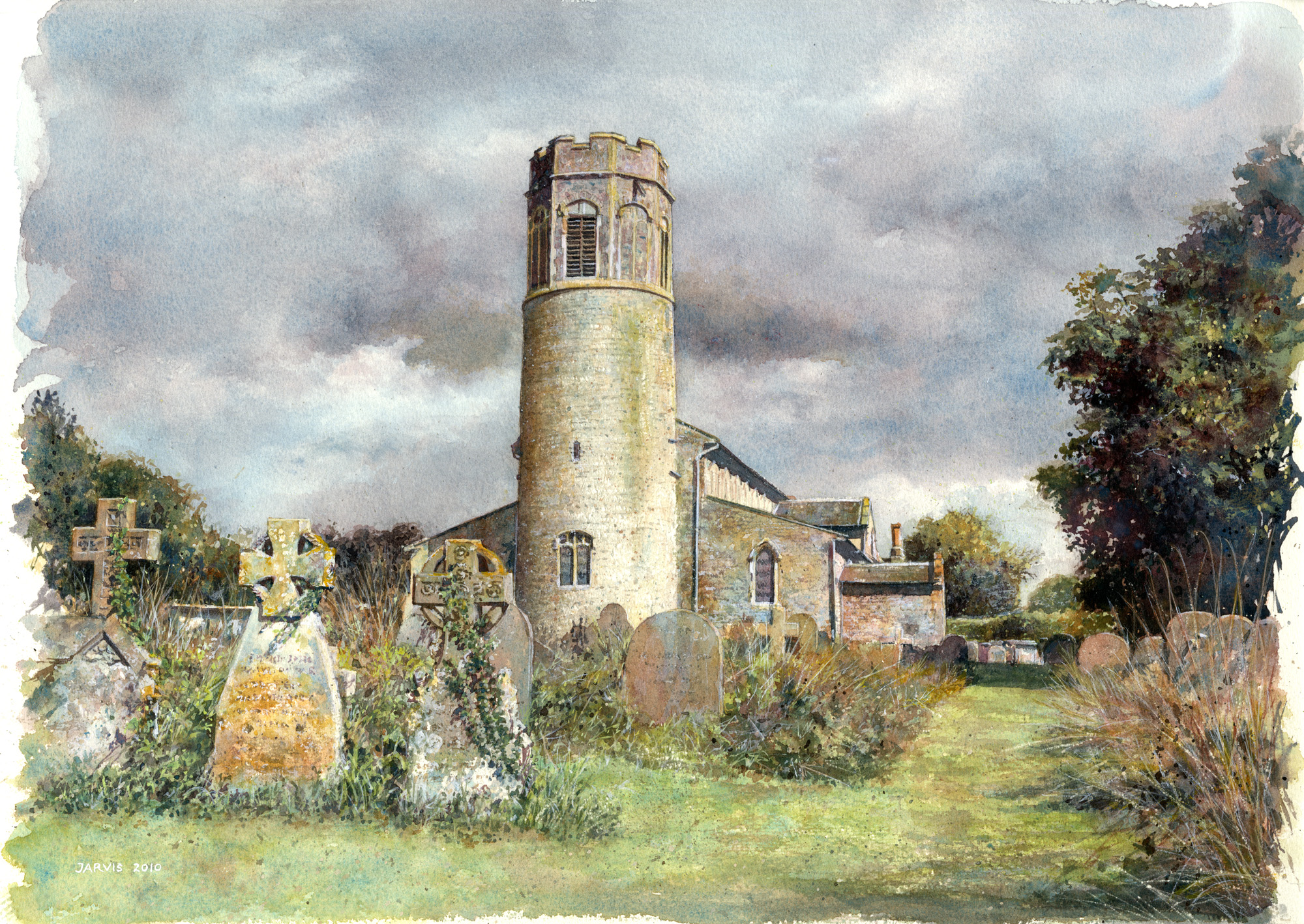 St Andrew, Bedingham: by Peter Jarvis, architectural illustrator
