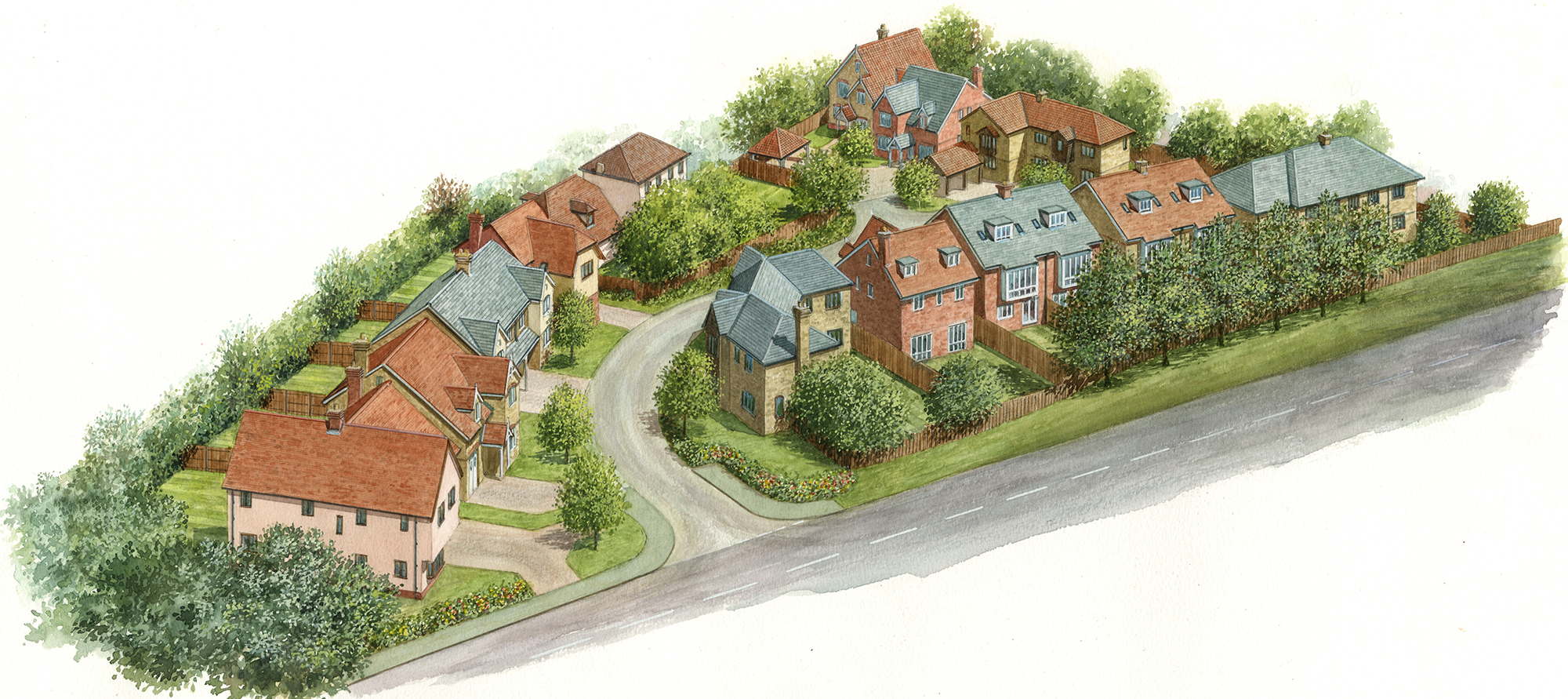 Aerial view of small housing development: by Peter Jarvis ...