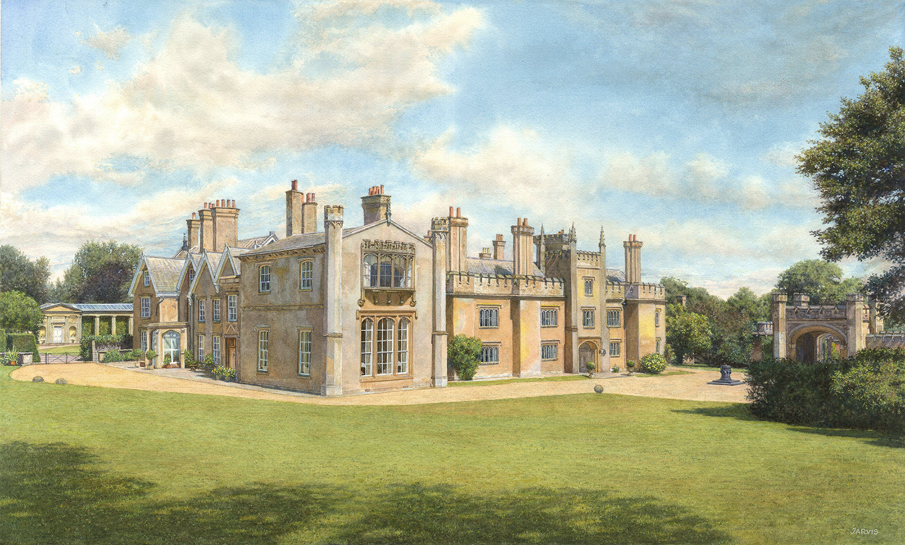 Blithfield Hall: by Peter Jarvis, architectural illustrator