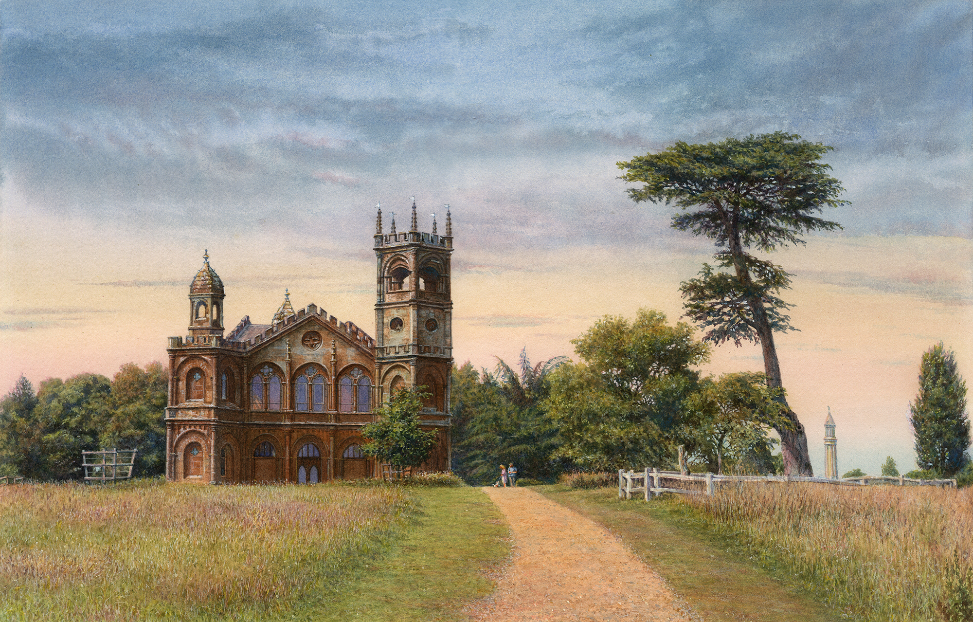 Gothic Temple, Stowe Gardens: by Peter Jarvis, architectural illustrator