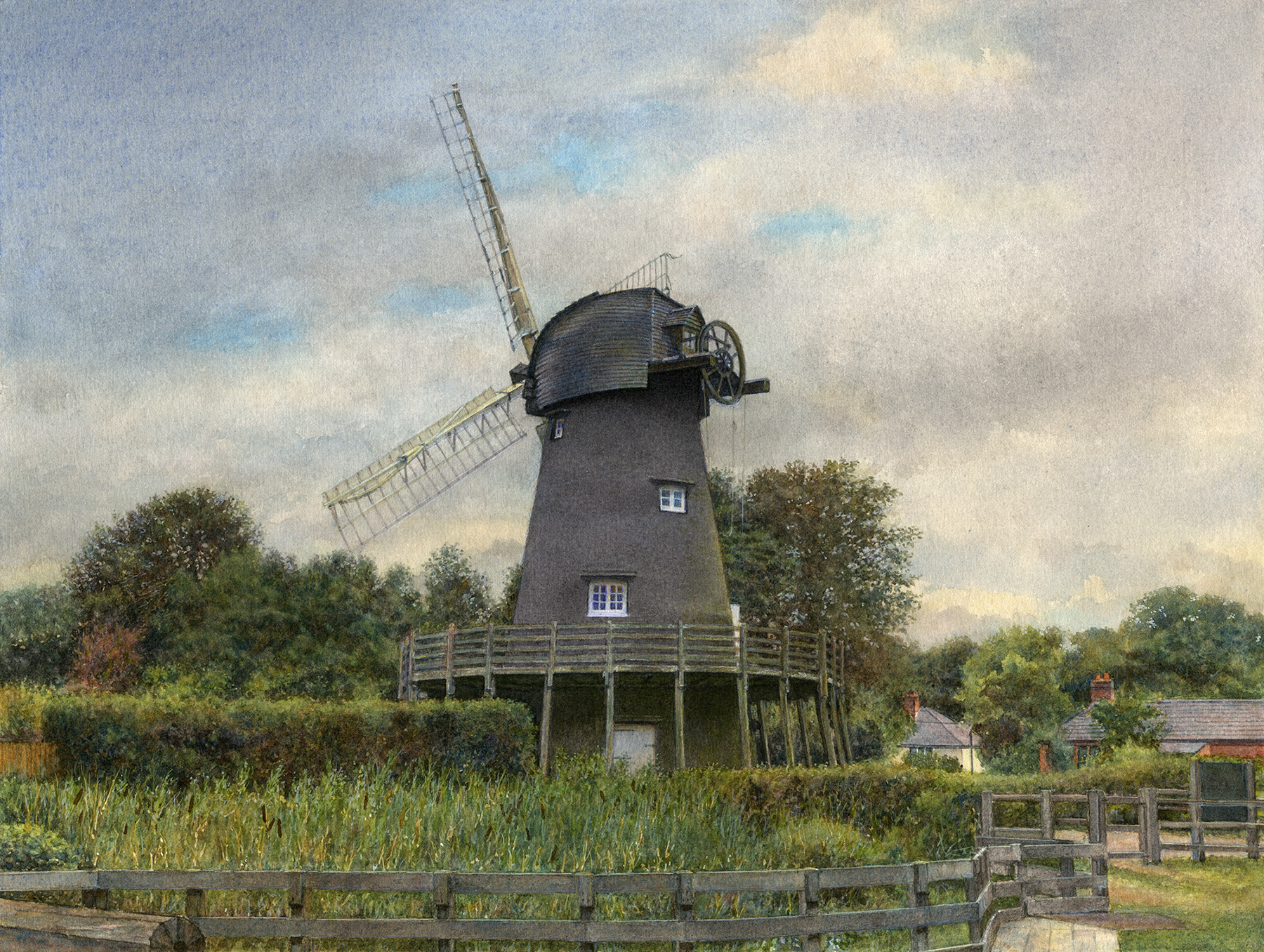 Bursledon windmill: by Peter Jarvis, architectural illustrator