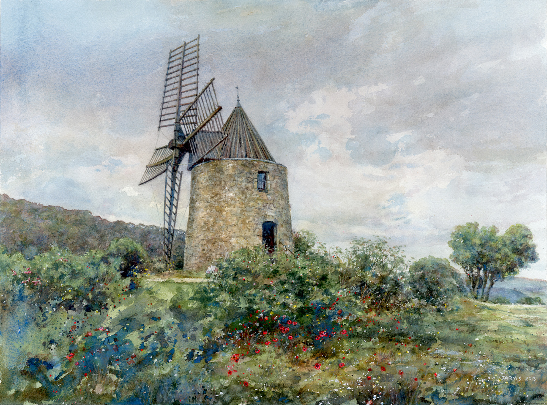 Windmill, France: by Peter Jarvis, architectural illustrator